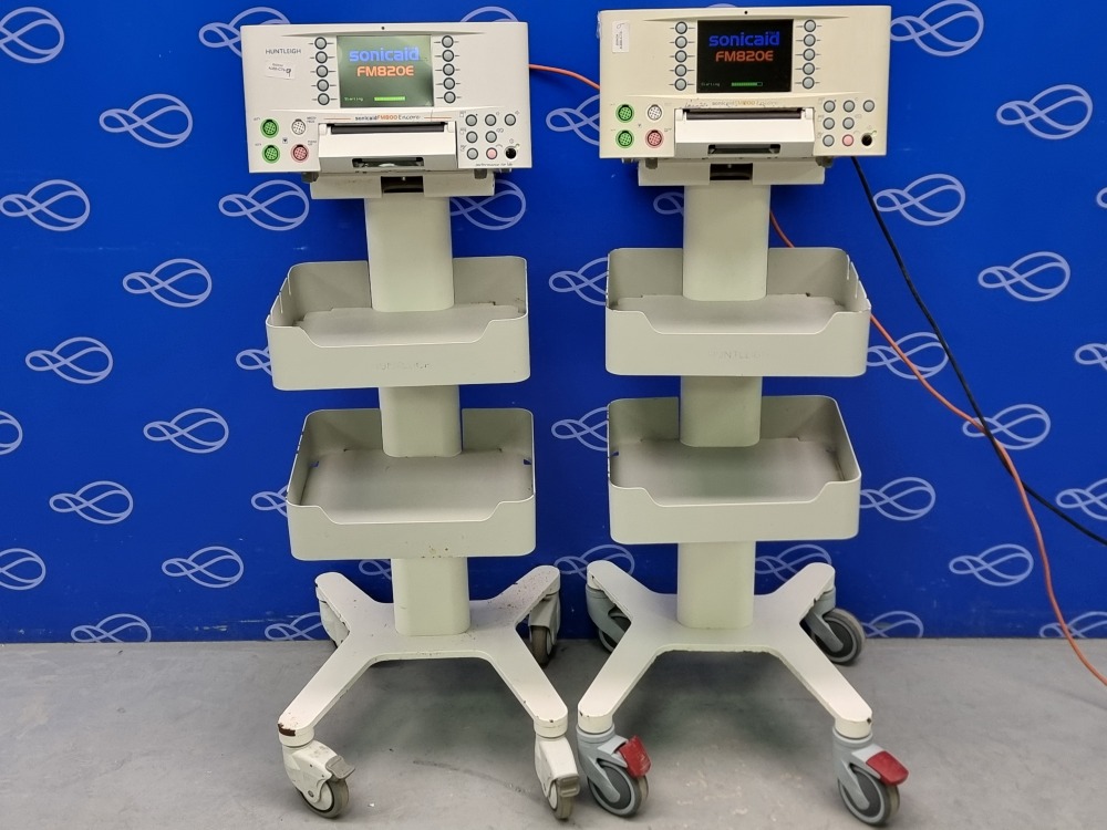 2 x Huntleigh Sonicaid FM800 Encore Fetal Monitor on Trolley