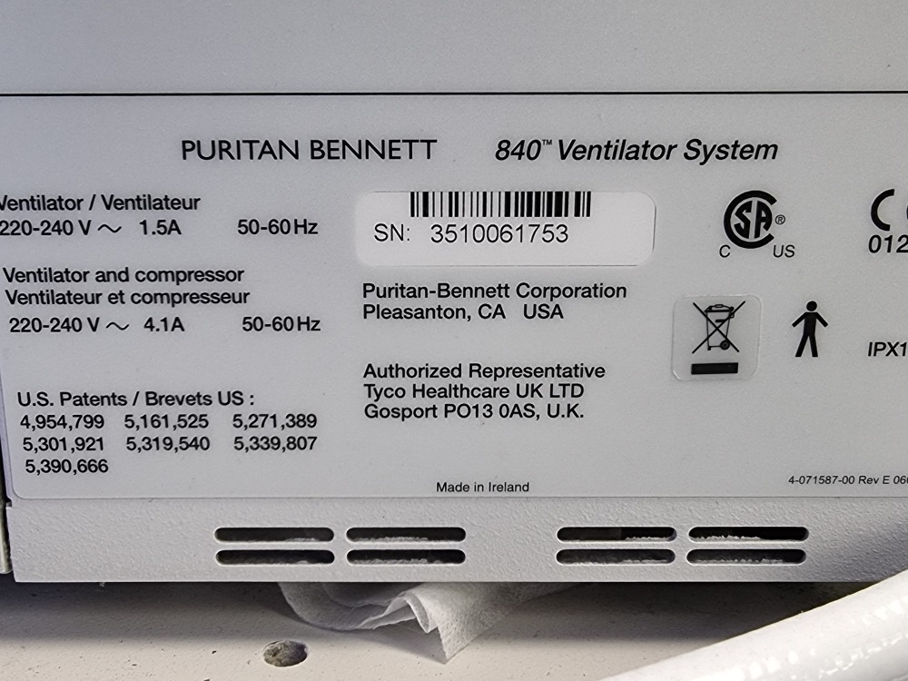 Nellcor Puritan Bennet 840 Ventilator System on Trolley